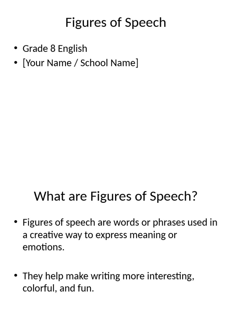 Understanding Figures of Speech for Grade 8 | PDF