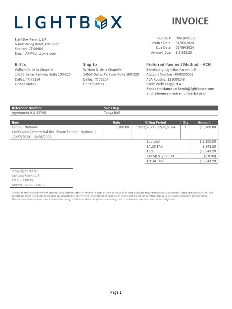 Invoice Invlbp03350 | PDF | Invoice | Sales Taxes In The United States