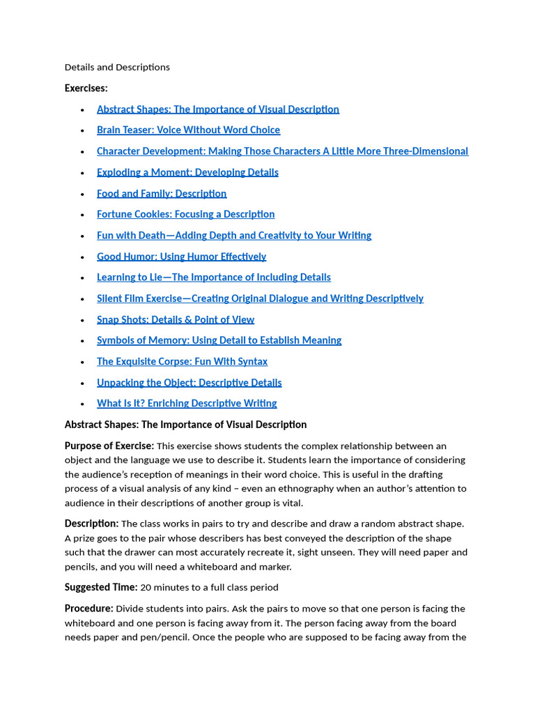 Details and Descriptions | PDF | Adjective | Cognitive Science