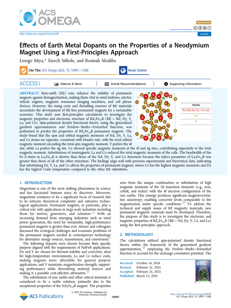 Effects of Earth Metal Dopants on the Properties of a Neodymium | PDF ...