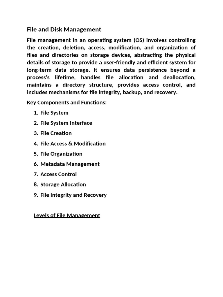 File and Disk Management Overview | PDF
