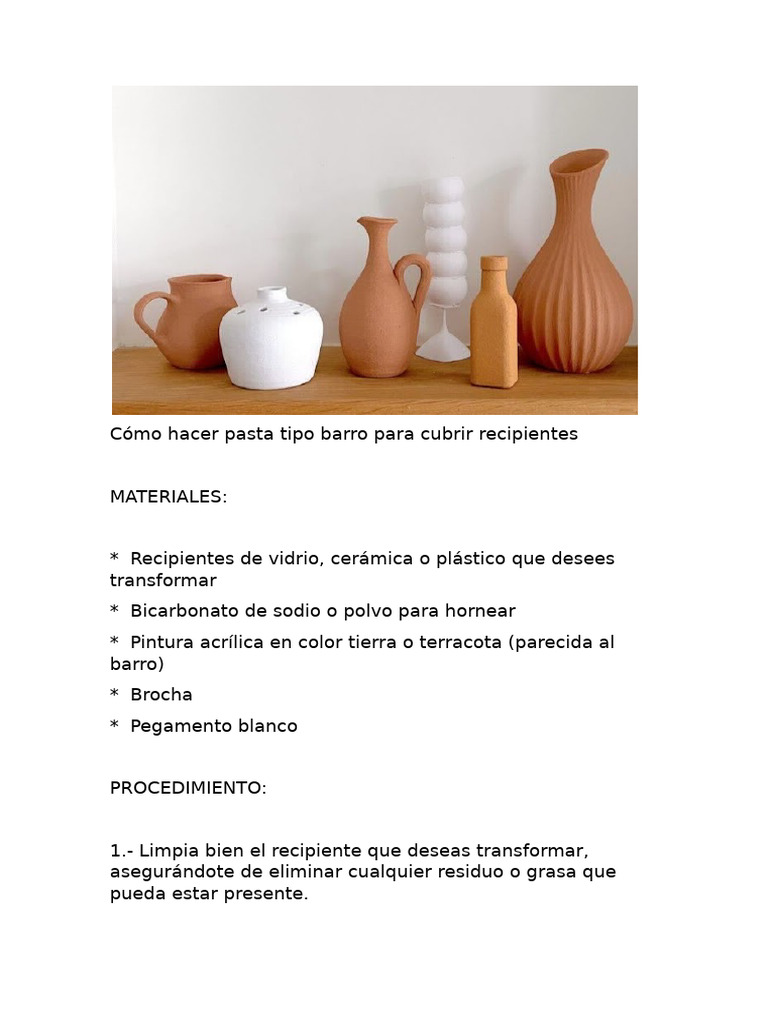 Cómo hacer pasta de barro para decoraciones | PDF