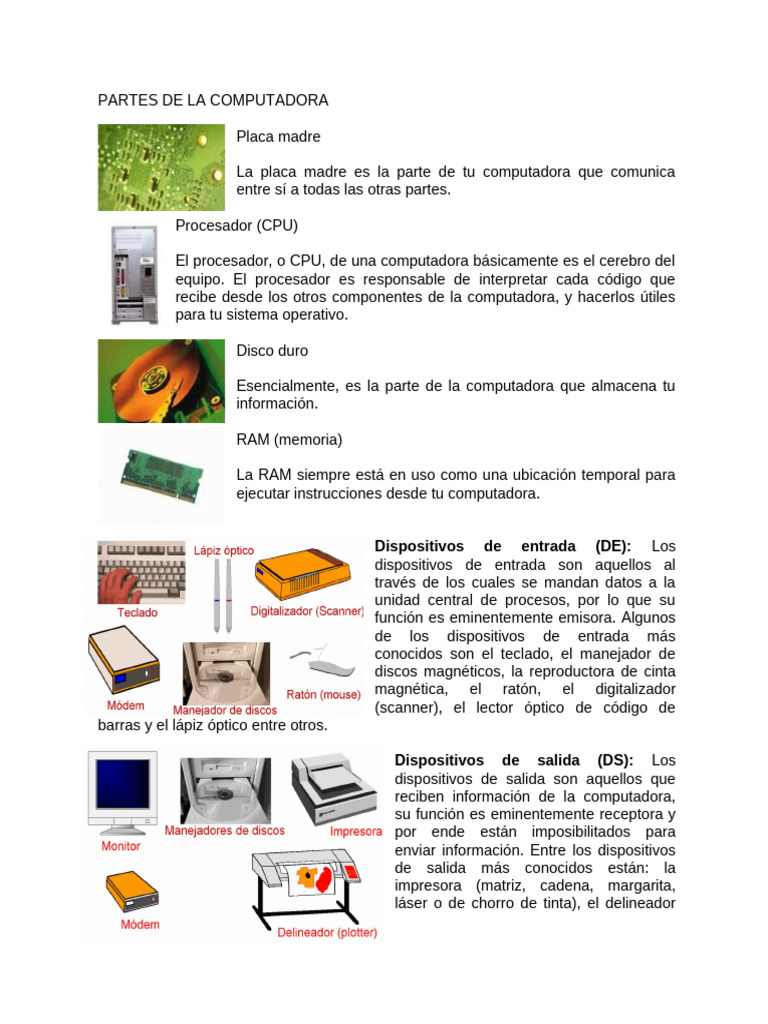 Componentes Esenciales de una Computadora | PDF | Hardware de la ...