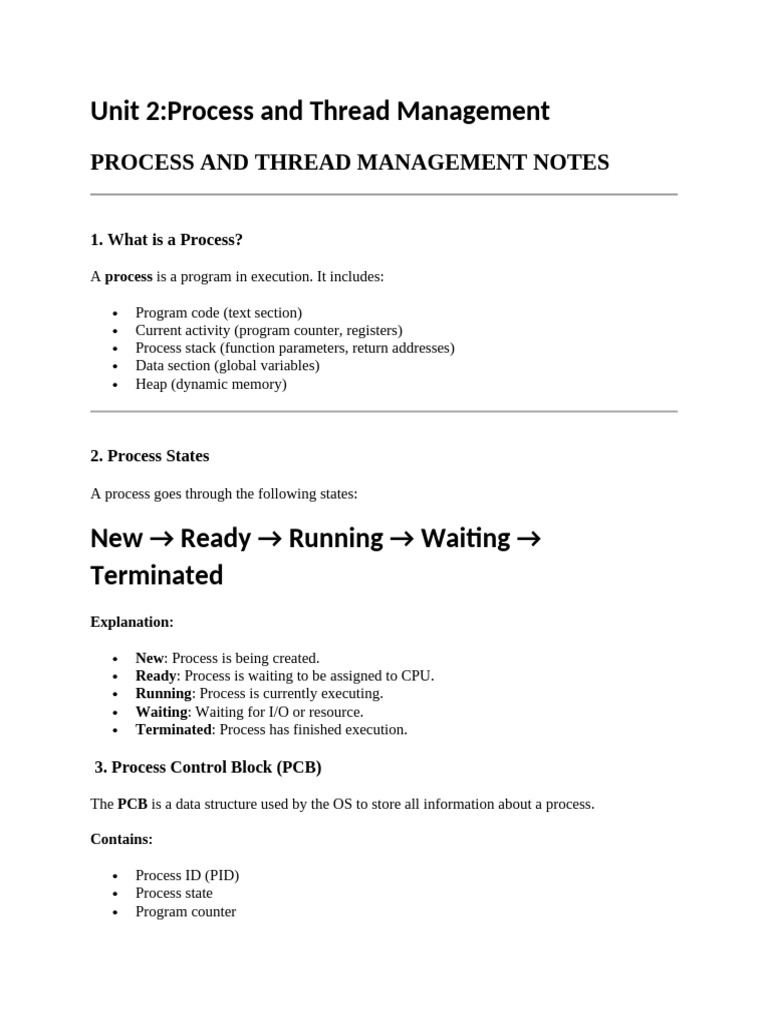 Process and Thread Management Guide | PDF