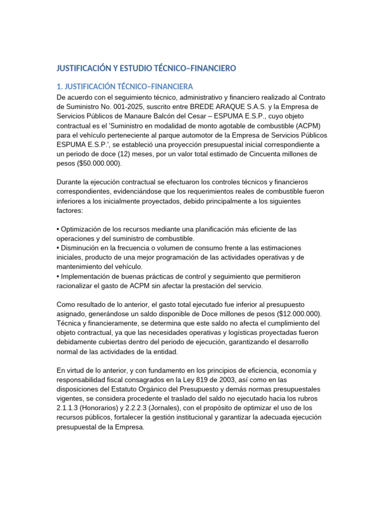 Justificacion_y_Estudio_Tecnico_Financiero_ACPM | PDF | Presupuesto ...