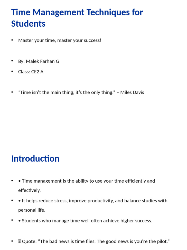 Time Management T Fdents Designed | PDF | Time Management ...