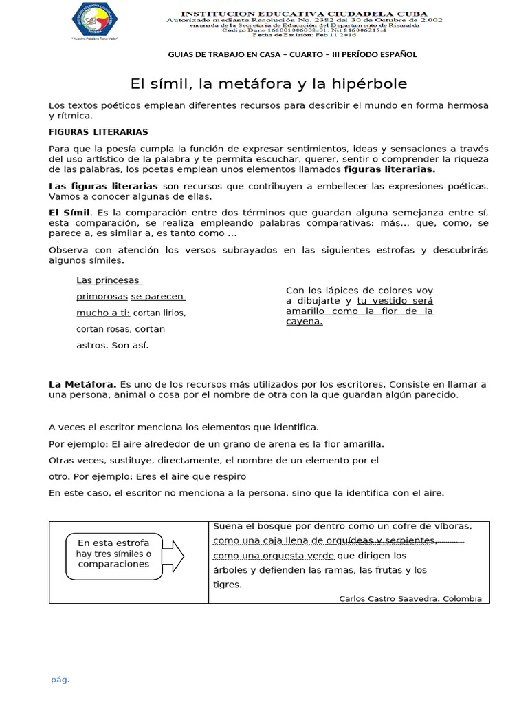 SIMIL Y METAFORA La Hipérbole | PDF | Metáfora