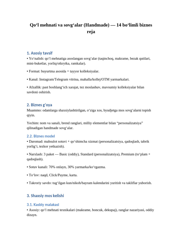 Handmade Biznes Reja | PDF