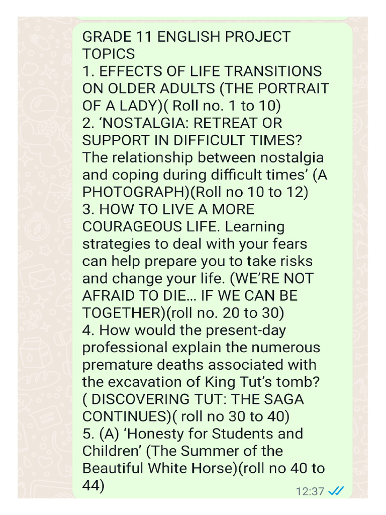 PDF of Class 11 English Project | PDF