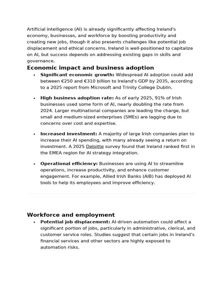 AI's Economic Impact on Ireland's Future | PDF | Artificial ...