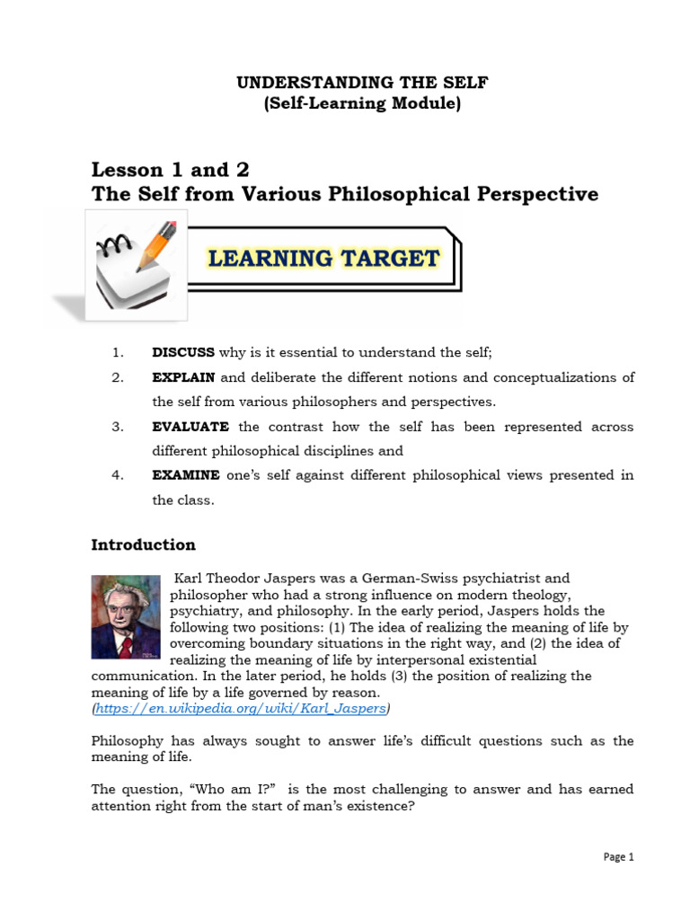 Chapter 1 - Philosophical Self | PDF | Immanuel Kant | Philosophy Of Self