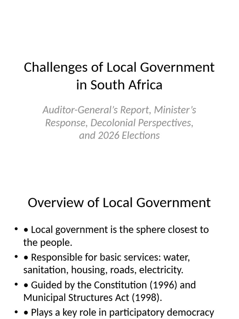 Local Government Challenges in South Africa | PDF | Accountability ...