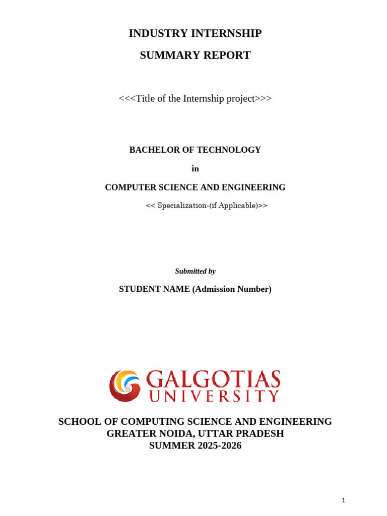 Internship Report Format 2025-2026 | PDF | Methodology | Learning