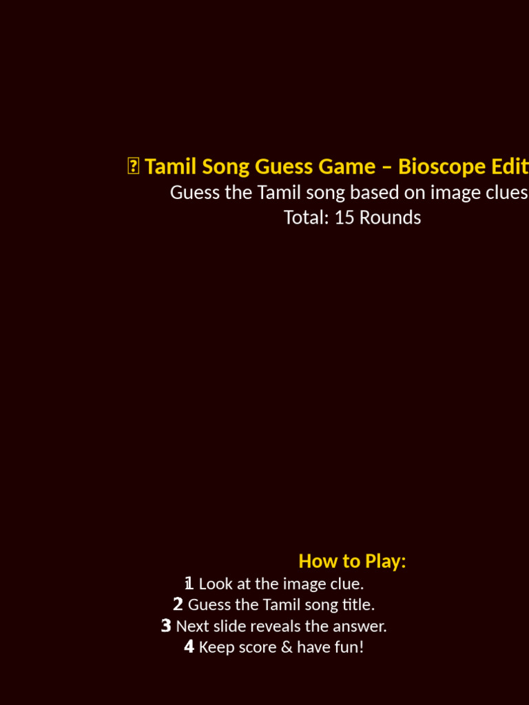 Tamil Song Guessing Game Guide | PDF | Tamil Nadu