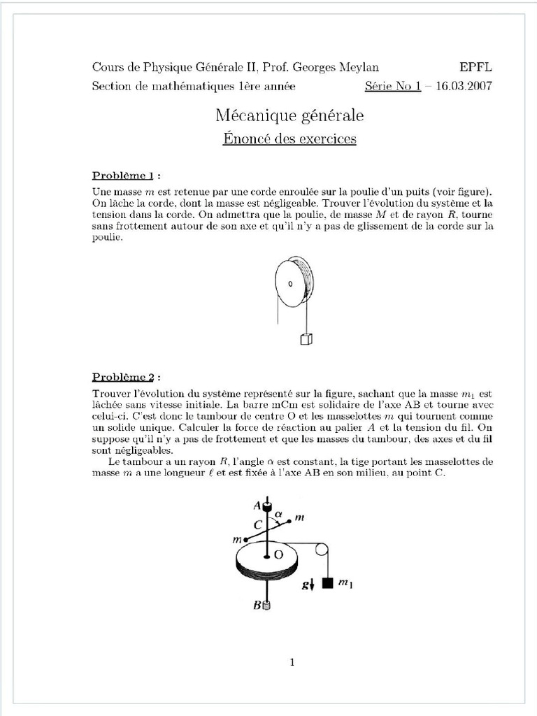 Mécanique Générale ESTP S1 | PDF