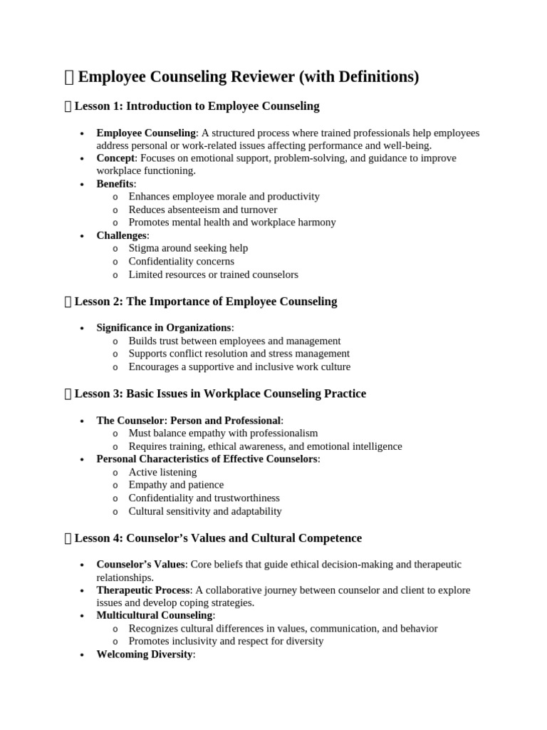 Employee Counseling Overview and Practices | PDF | Psychotherapy ...