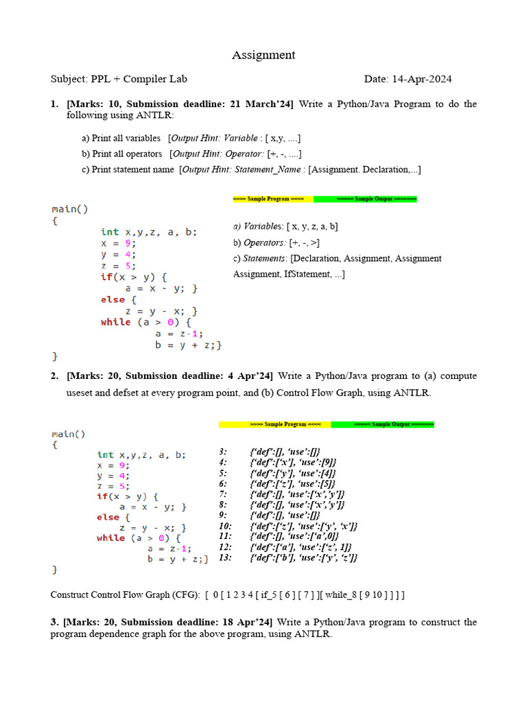 Assignment ANTLR | PDF