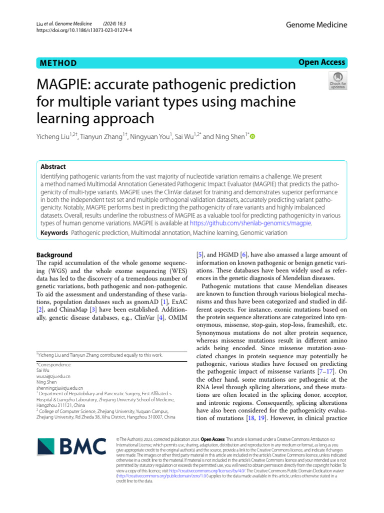 Accurate Pathogenic Prediction For Multiple Variant Types Using Machine ...