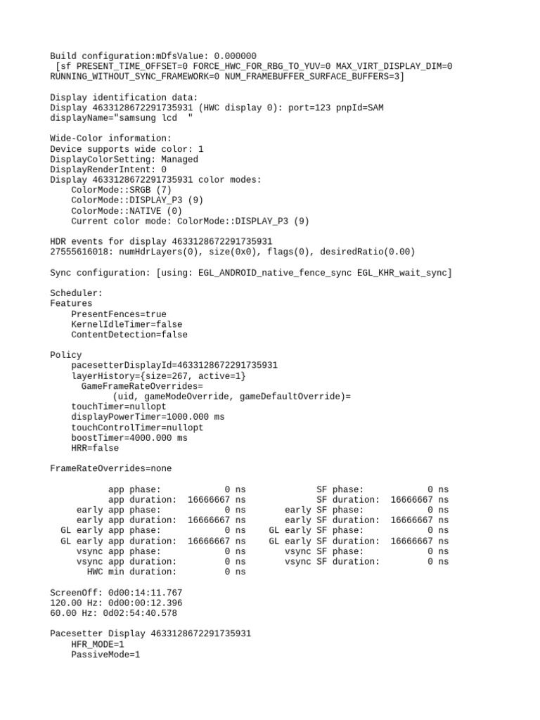 Samsung Display Configuration Details | PDF | Display Technology ...