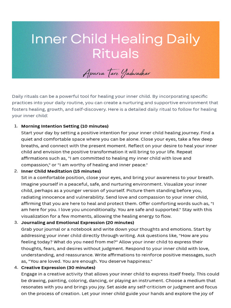 Daily Rituals for Inner Child Healing | PDF | Love | Relaxation ...