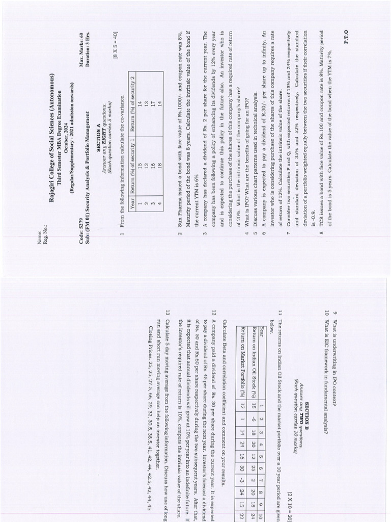 Security Analysis and Portfolio Management (1) | PDF