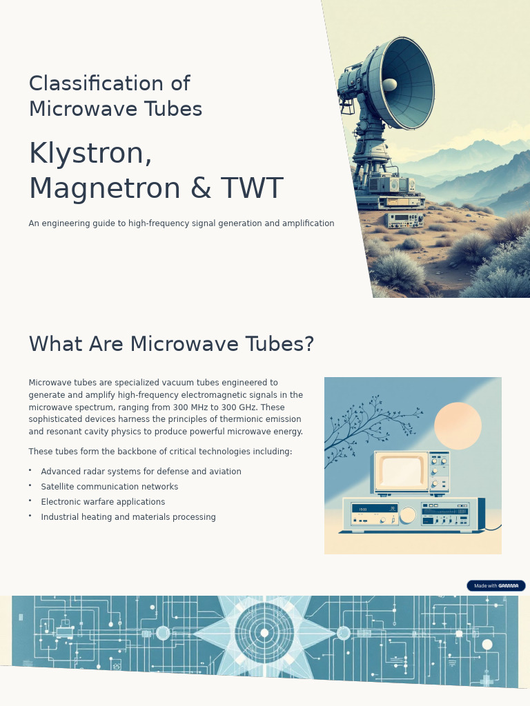 Microwave Tubes: Klystron, Magnetron, TWT | PDF | Microwave | Amplifier