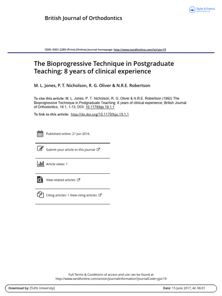 The Bioprogressive Technique in Postgraduate Teaching | PDF | Dental ...