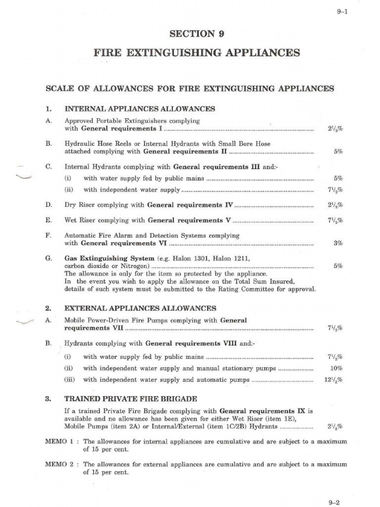Revised Fire Tariff - Section 9 FEA's | PDF