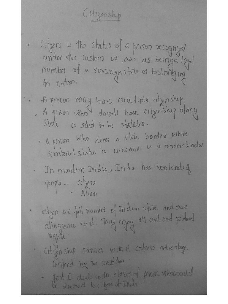 Citizenship Full Notes | PDF