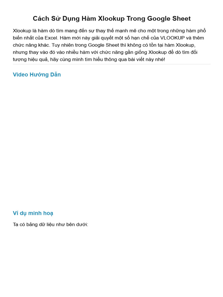 Cách S D NG Hàm Xlookup Trong Google Sheet 10 - 2025 | PDF