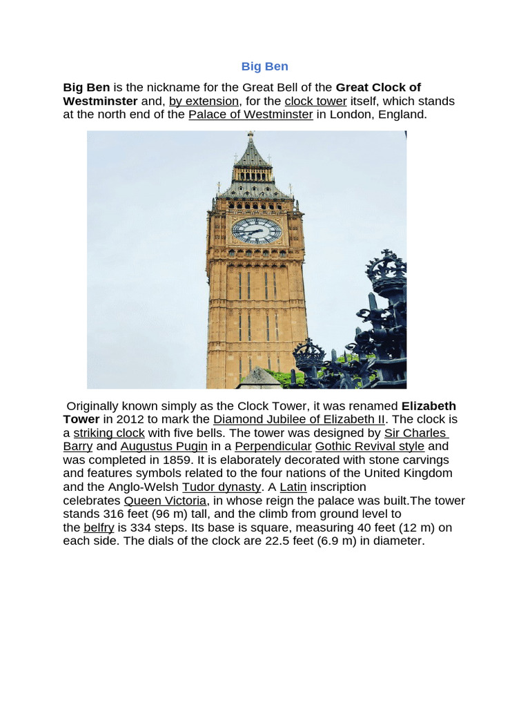 Big Ben: History of London's Iconic Clock | PDF