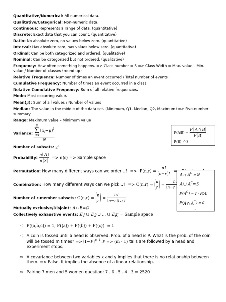 Econ 221 Midterm 1 Cheatsheet | PDF | Probability Distribution | Mode (Statistics)