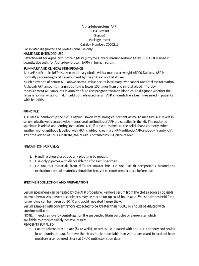 AFP (5TO) | PDF | Elisa | Blood Plasma