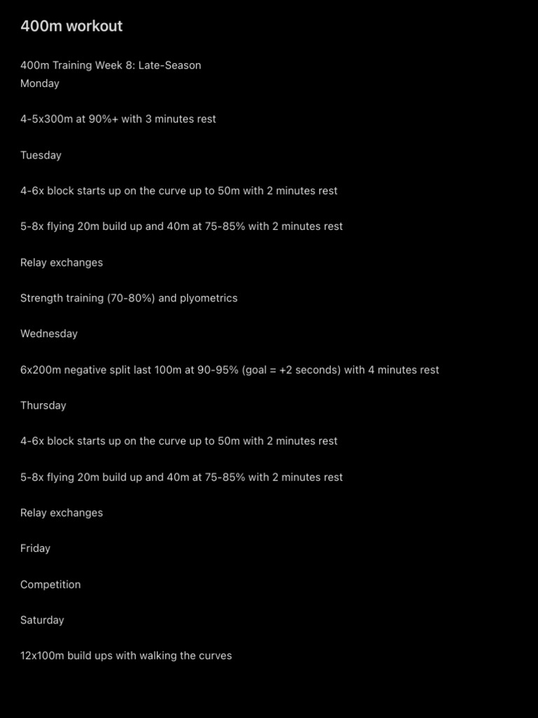 400m Workout | PDF