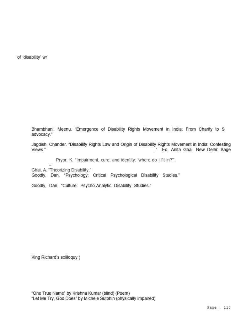 Disability Studies Syllabus | PDF | Disability | Experience