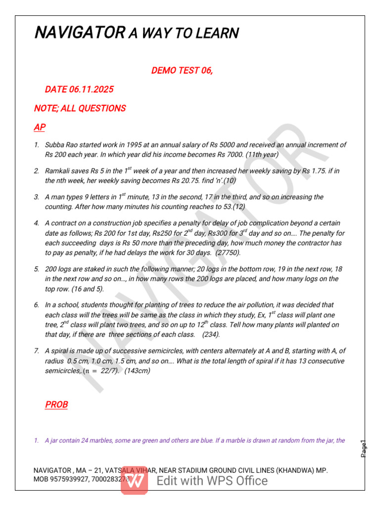 Test No 07, Demo | PDF