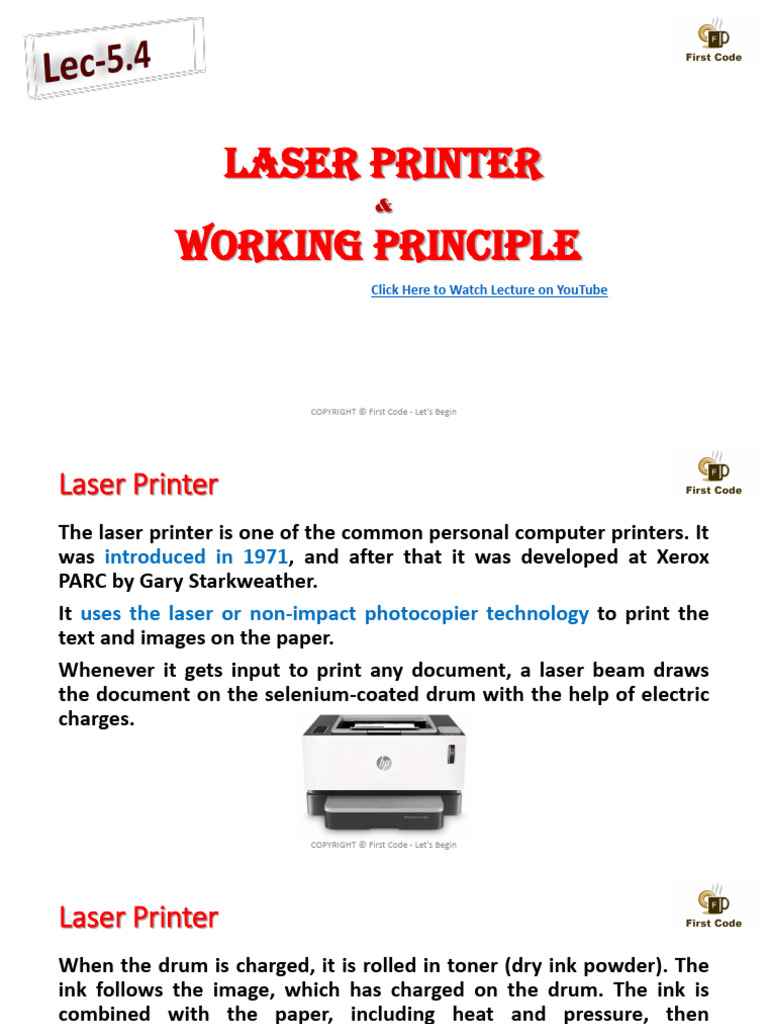 Laser Printer Working Principles Explained | PDF | Printer (Computing ...