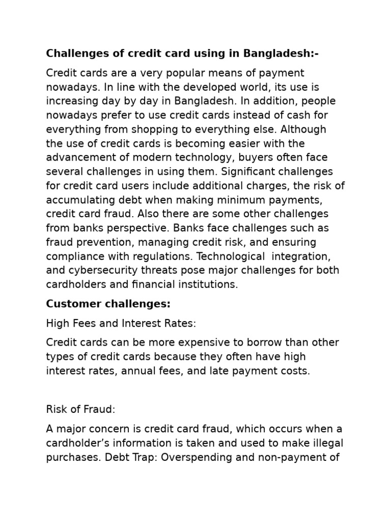 Credit Card Challenges in Bangladesh | PDF | Credit Card | Debt