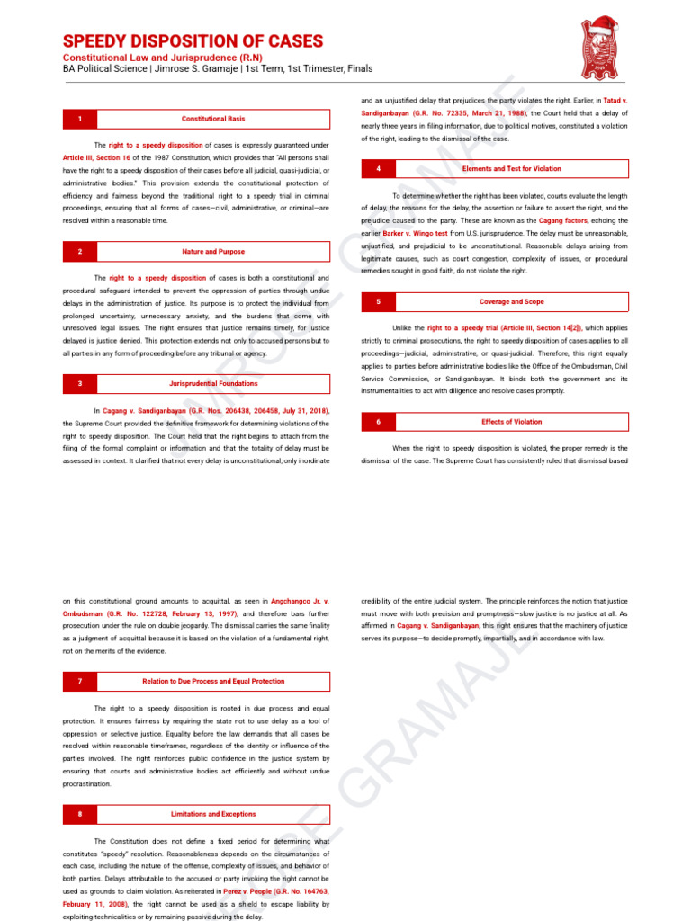 Speedy Disposition of Cases (Constitutional Law) | PDF | Speedy Trial ...