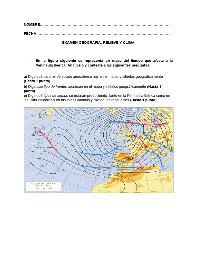 Examen de Geografía: Clima y Relieve en España | PDF