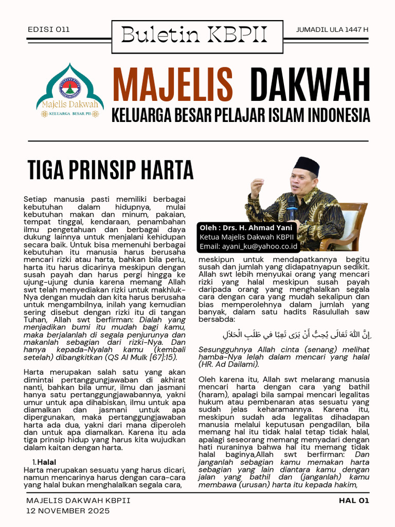 Buletin MD-KBPII 011_Tiga Prinsip Harta-1 | PDF
