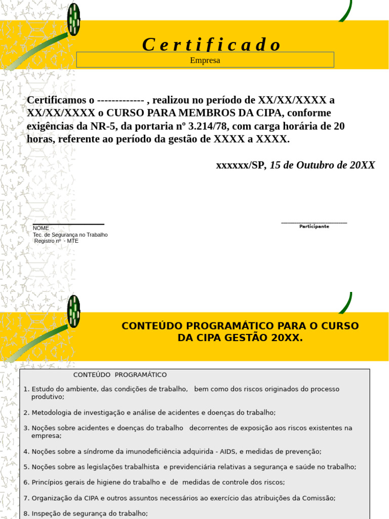 Cipa Modelo de Certificado | PDF