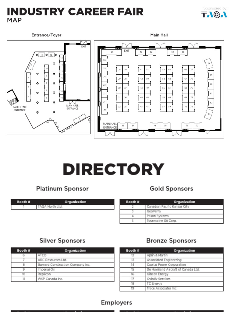 Industry Career Fair 2023 Floor Plan and Directory | PDF | Companies ...