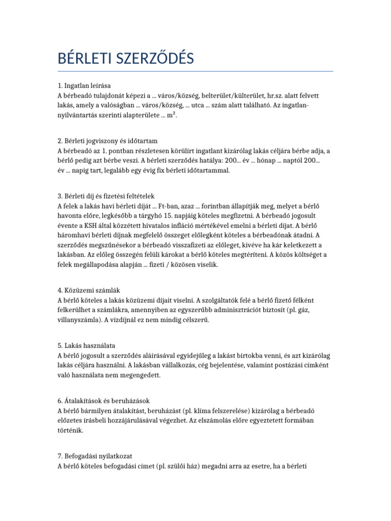 Berleti Szerzodes | PDF