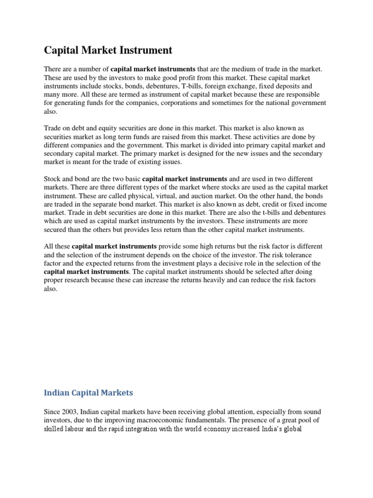 Capital Market Instrument | PDF | Stock Market | Stocks