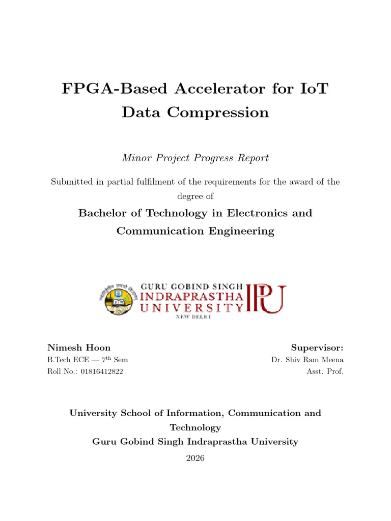MInor Project Progress Report | PDF | Data Compression | Internet Of Things