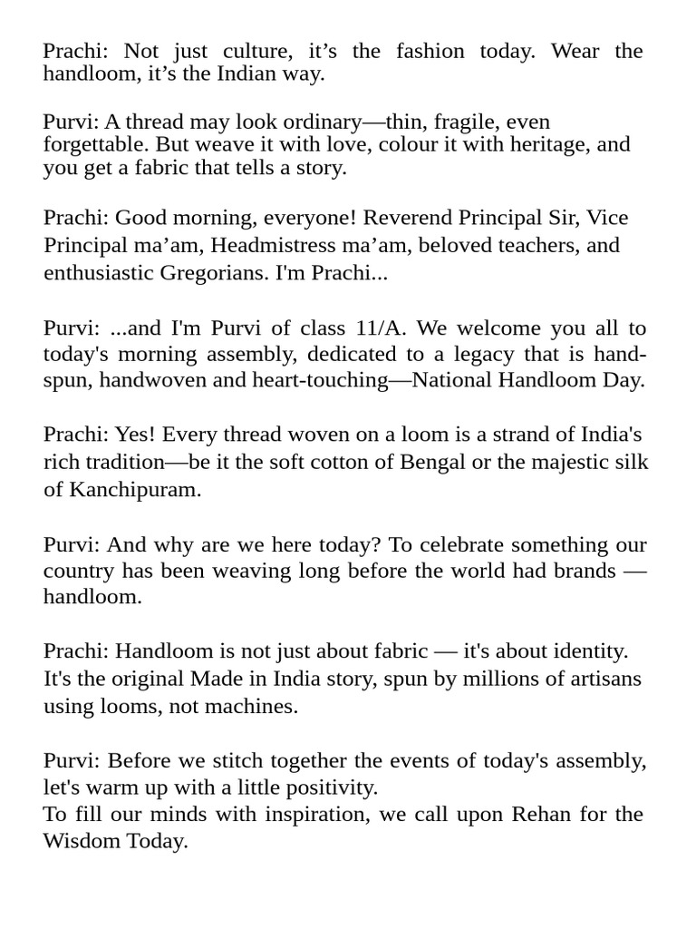 Handloom Day | PDF | Weaving | Loom