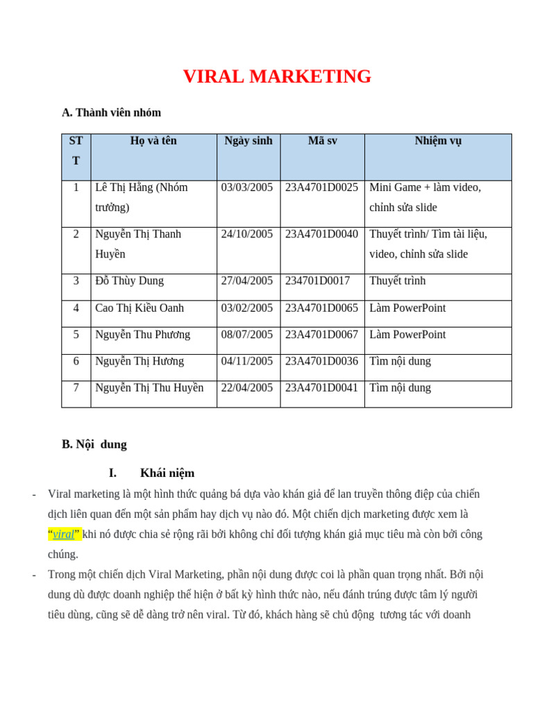 Word N I Dung C A Viral Marketing | PDF
