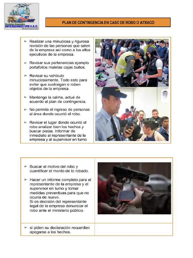 Plan de Emergencia Robo, Cismo, Etc Syb | PDF