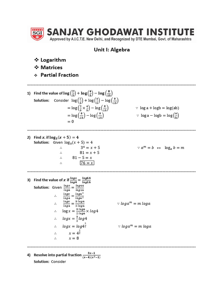 1 Algebra | PDF